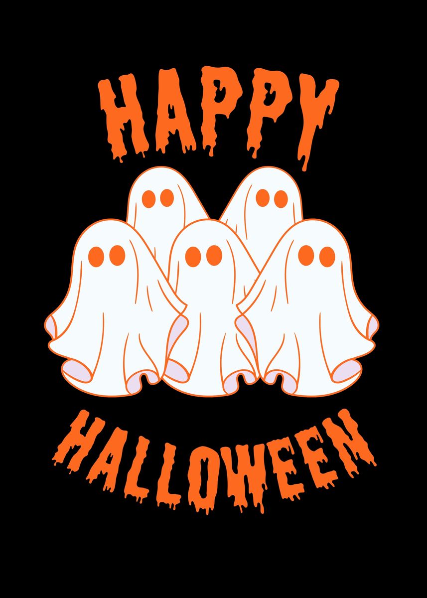 'Happy Halloween Ghosts' Poster, picture, metal print, paint by Nandita ...