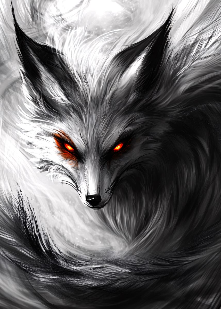 'Fiery Fox' Poster, picture, metal print, paint by the Moooh | Displate