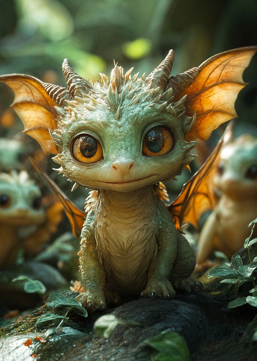 'Cute Baby Dragon' Poster, picture, metal print, paint by Judelowe ...