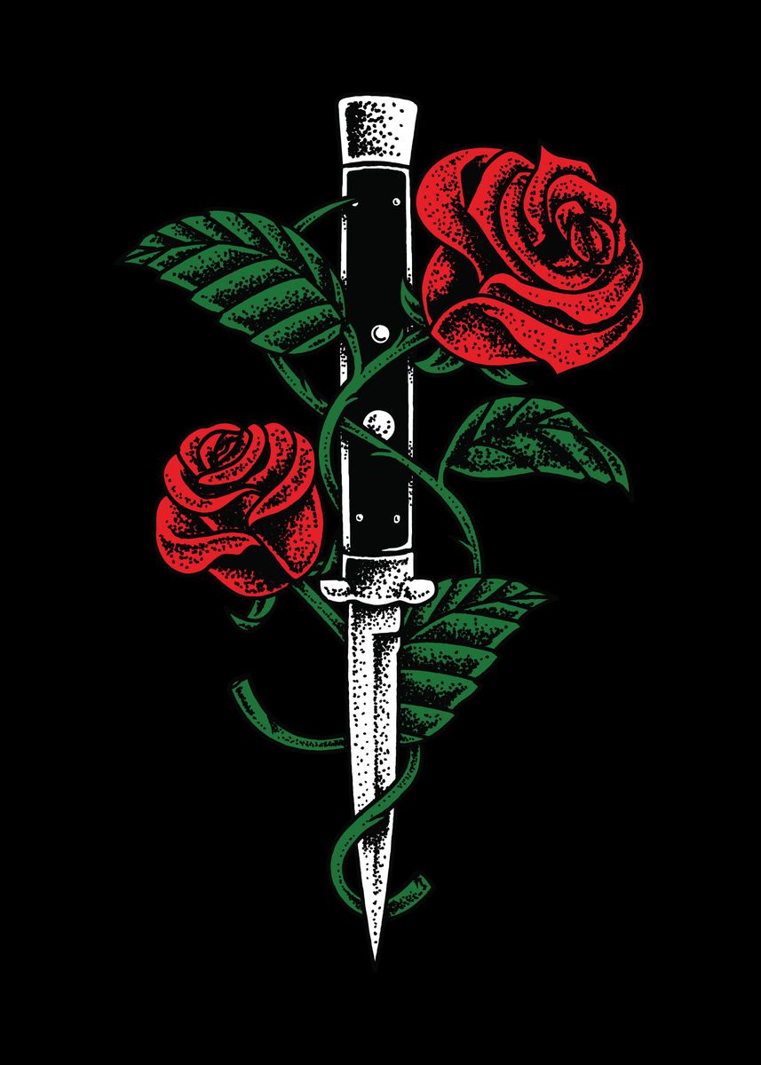 'Roses and Dagger' Poster, picture, metal print, paint by jasinto 314 ...