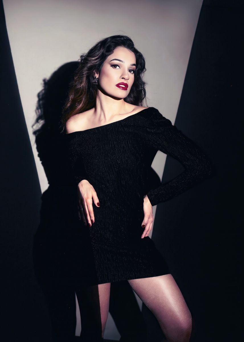 'Woman in Black Dress' Poster, picture, metal print, paint by Akil ...