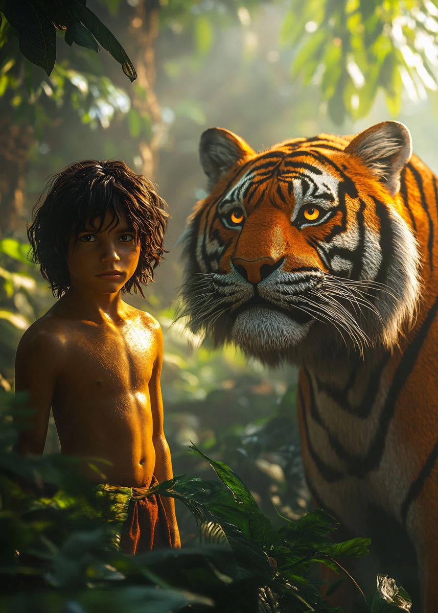 'Jungle Boy and Tiger' Poster, picture, metal print, paint by T I B L U ...