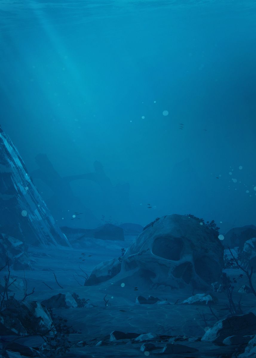 'The past is dead - Underwater Skull' Poster, picture, metal print ...