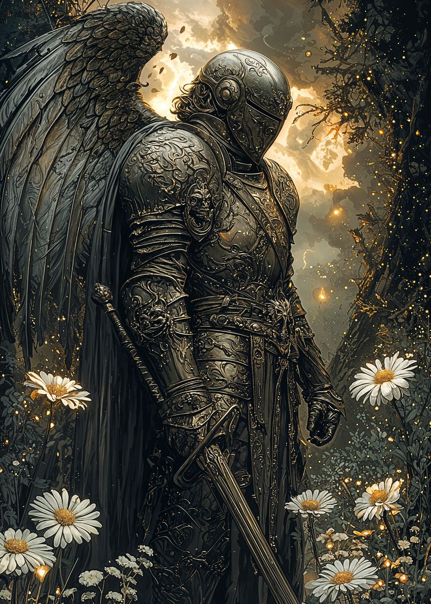 'Dark Knight with Wings' Poster, picture, metal print, paint by ...