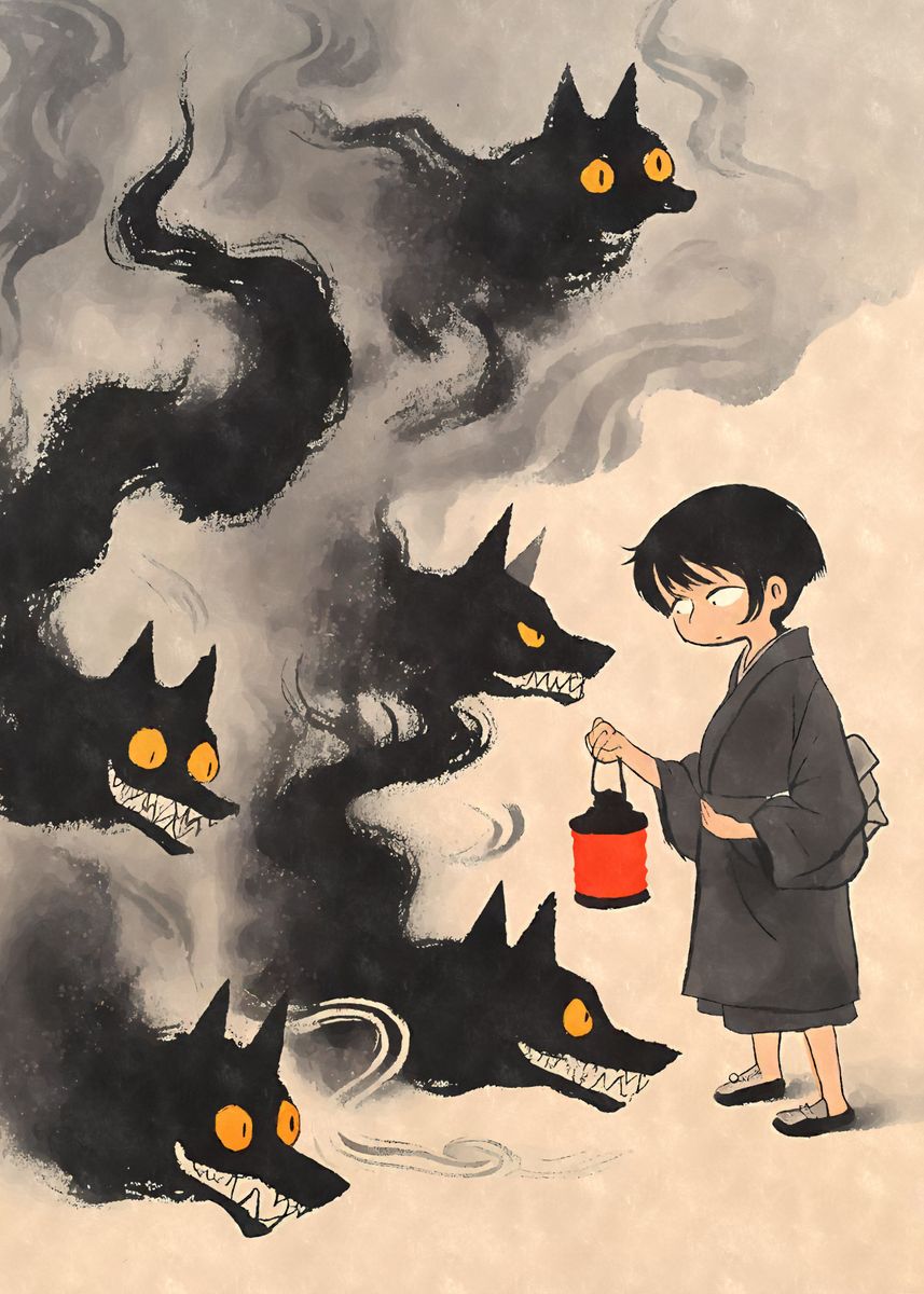 'Yokai Shadow Wolves' Poster, picture, metal print, paint by Masaki ...