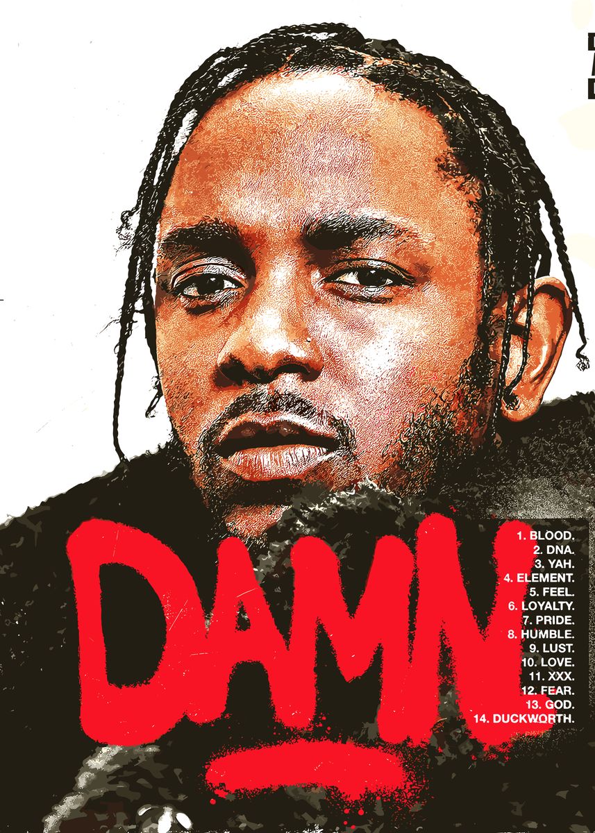 'Kendrick Lamar DAMN Album Cover' Poster, picture, metal print, paint ...