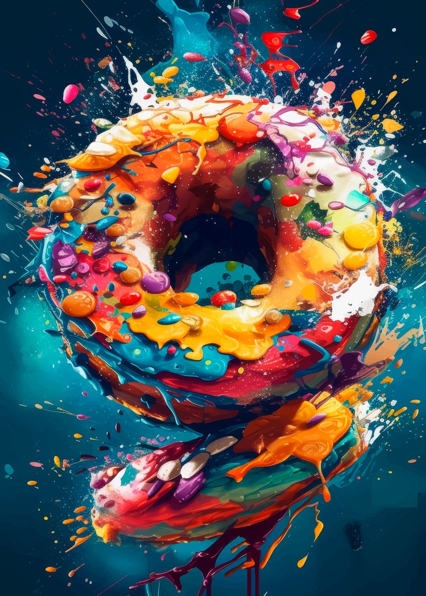 'Abstract Donut Explosion' Poster, picture, metal print, paint by ...