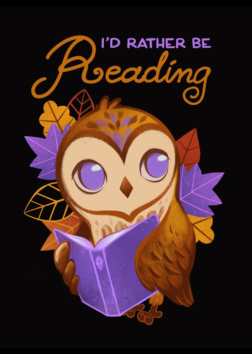 'Owl Reading Book' Poster, picture, metal print, paint by Erika ...