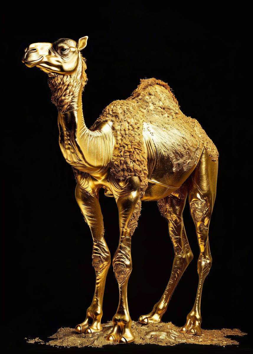 'Golden Camel Sculpture' Poster, picture, metal print, paint by Henning Seiffert | Displate