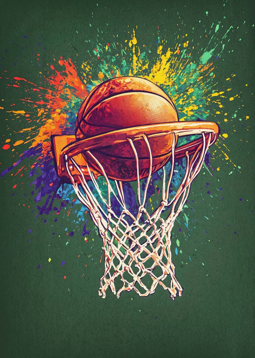 'Basketball Sport Colorfull' Poster, picture, metal print, paint by ...