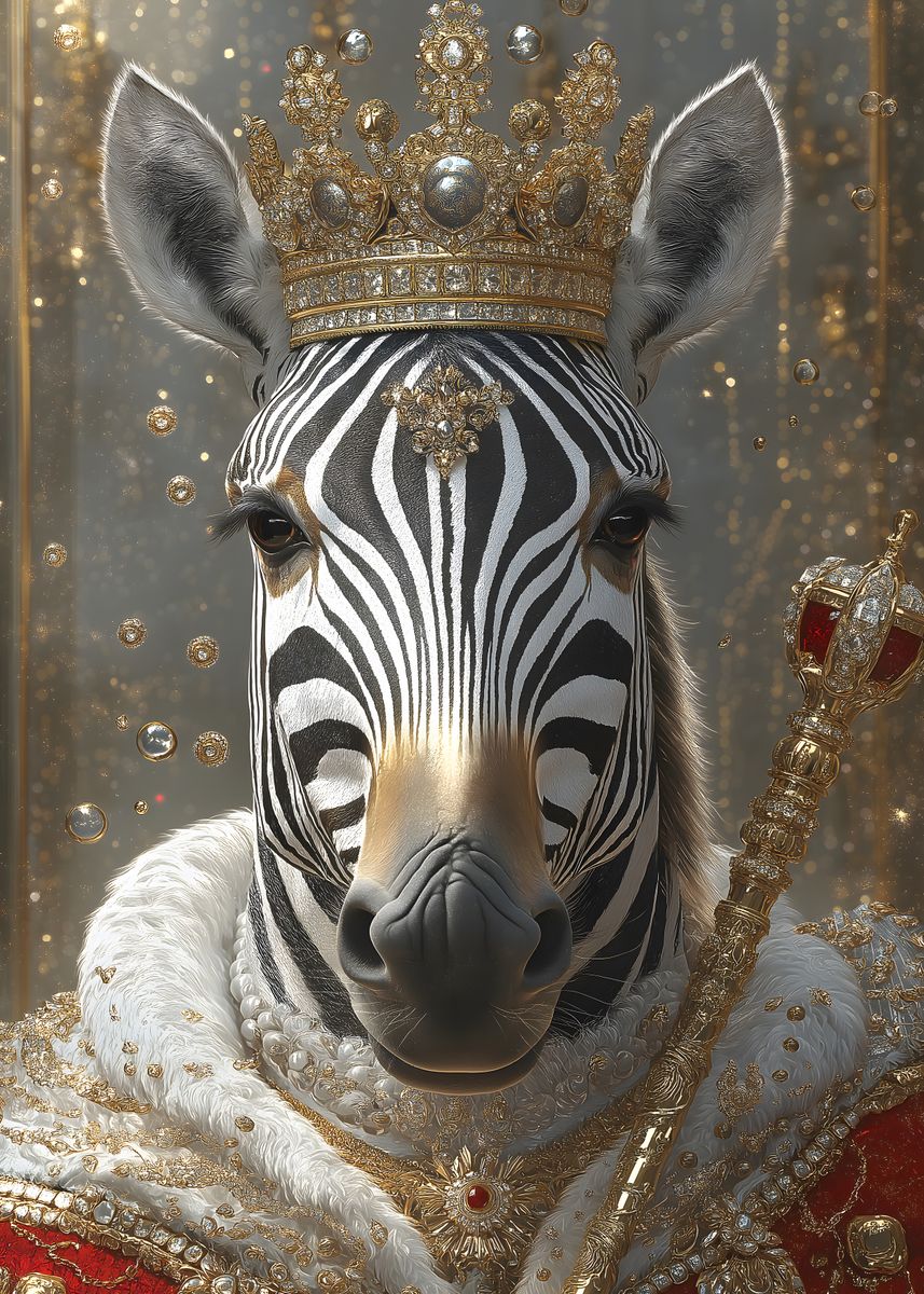 'Zebra King' Poster, picture, metal print, paint by Joshua T Wall ...