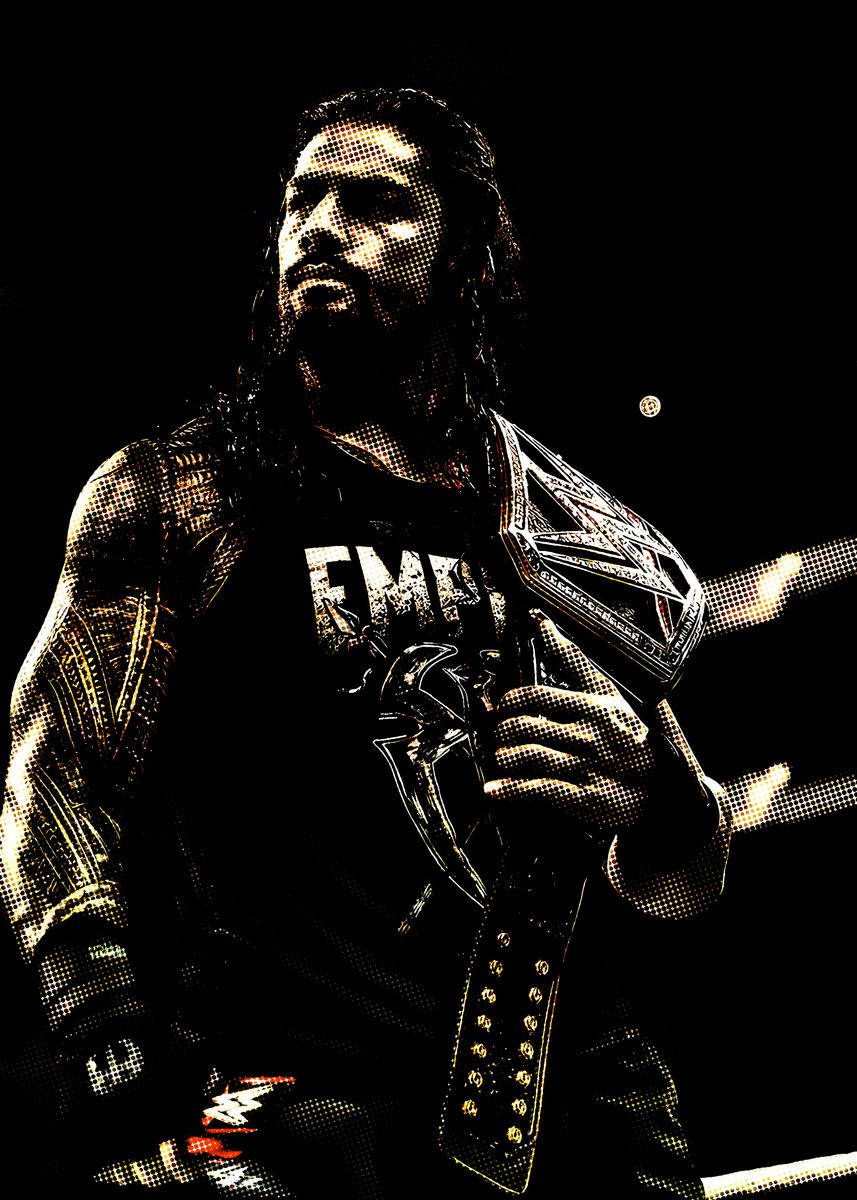 'Roman Reigns WWE Champion' Poster, picture, metal print, paint by ...