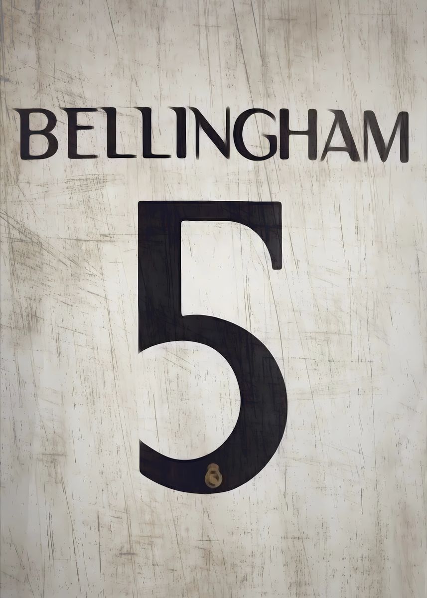 'Bellingham Jersey Number 5 Real Madrid' Poster, picture, metal print ...