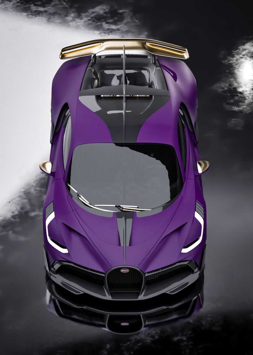 'Purple Bugatti Divo - Top View' Poster, picture, metal print, paint by ...