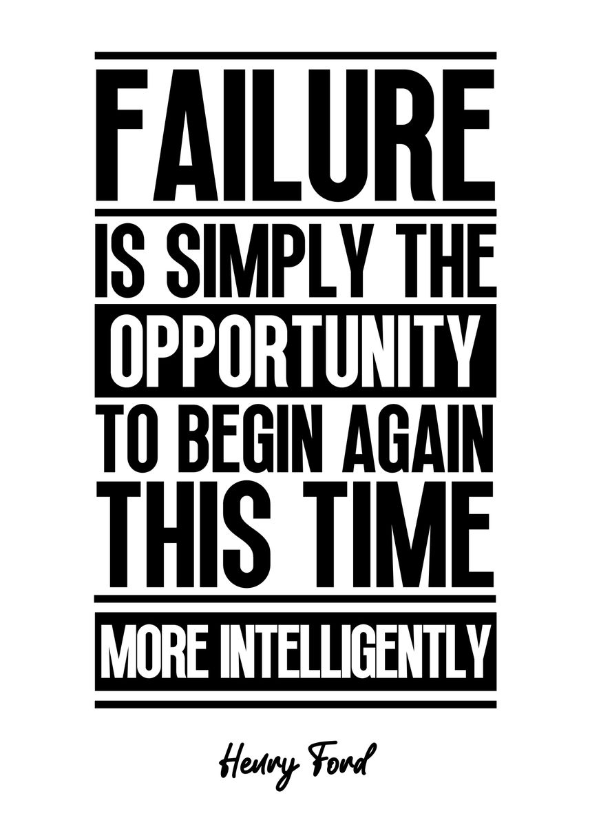 'Henry Ford Quote - Failure is an Opportunity' Poster, picture, metal ...
