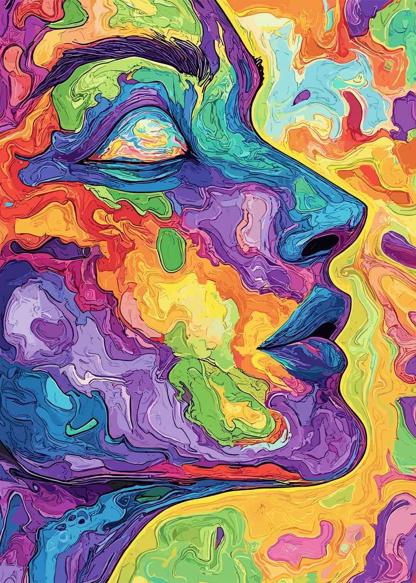 'Abstract Colorful Portrait' Poster, picture, metal print, paint by ...