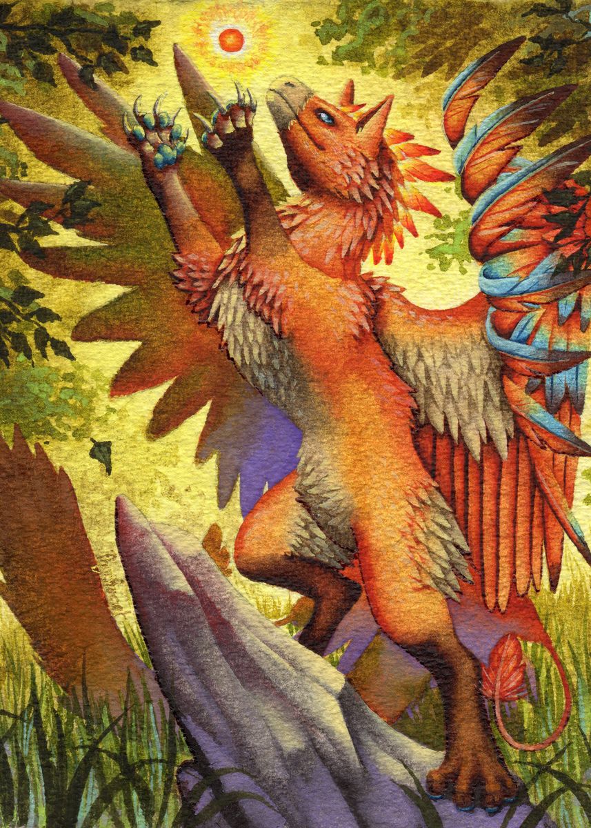 'Mythical Griffin Watercolor' Poster, picture, metal print, paint by ...