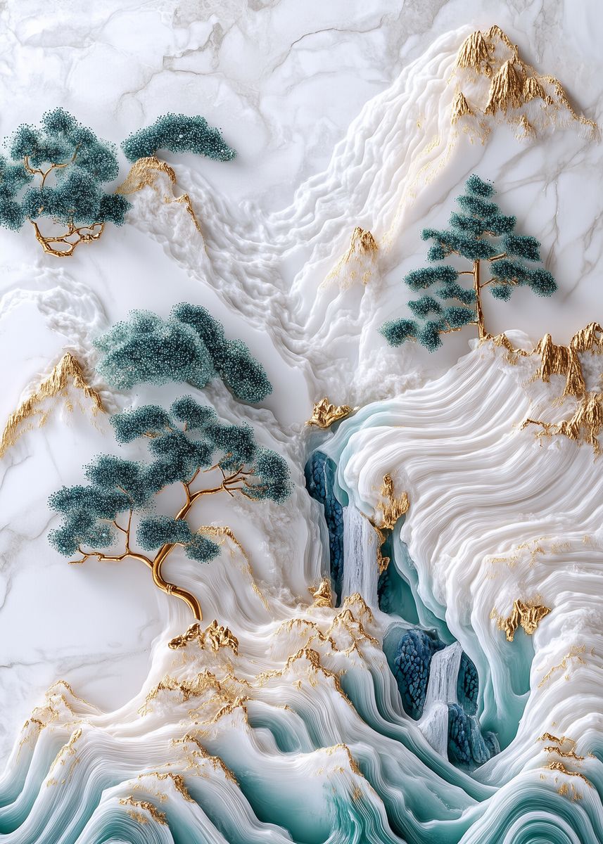 'Abstract Mountain Landscape' Poster, picture, metal print, paint by ...