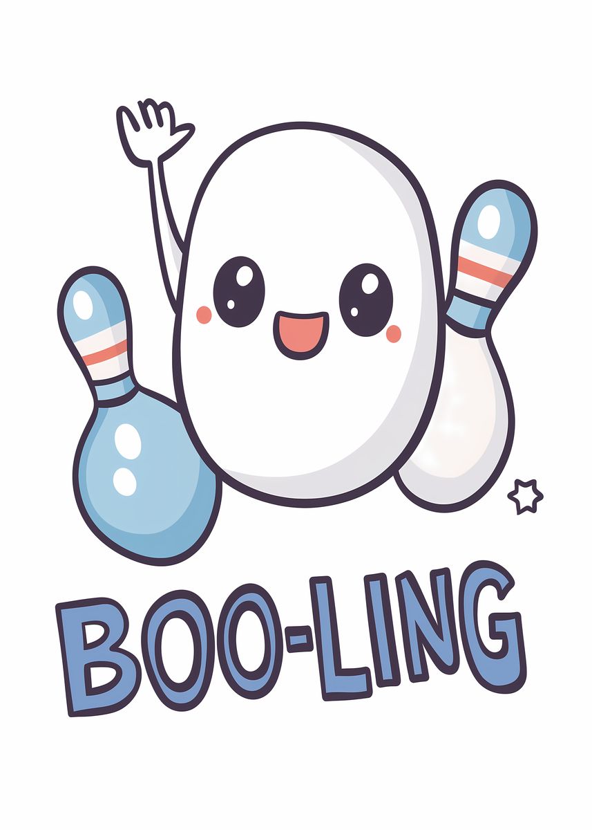 'Boo-ling Bowling Pin Character' Poster, picture, metal print, paint by ...