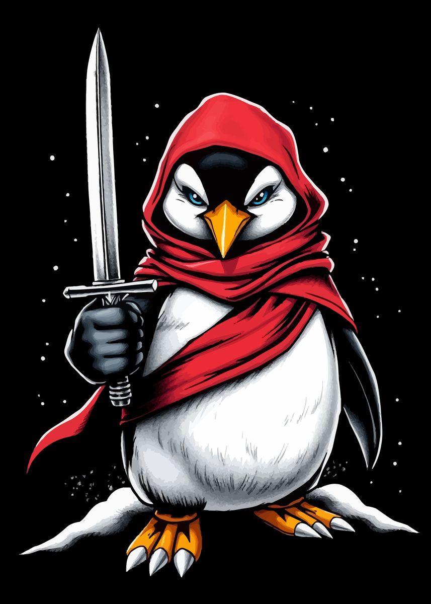 'Penguin Warrior' Poster, picture, metal print, paint by DEGUZMAN ...