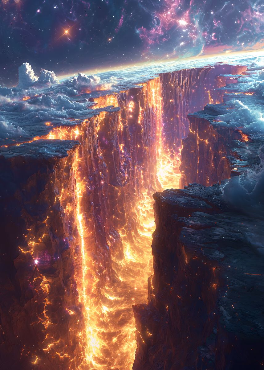 'Cosmic Rift Planet fire nebula fantasy' Poster, picture, metal print ...