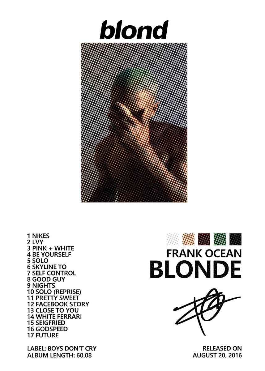 'Frank Ocean Blonde Album Cover' Poster, picture, metal print, paint by ...