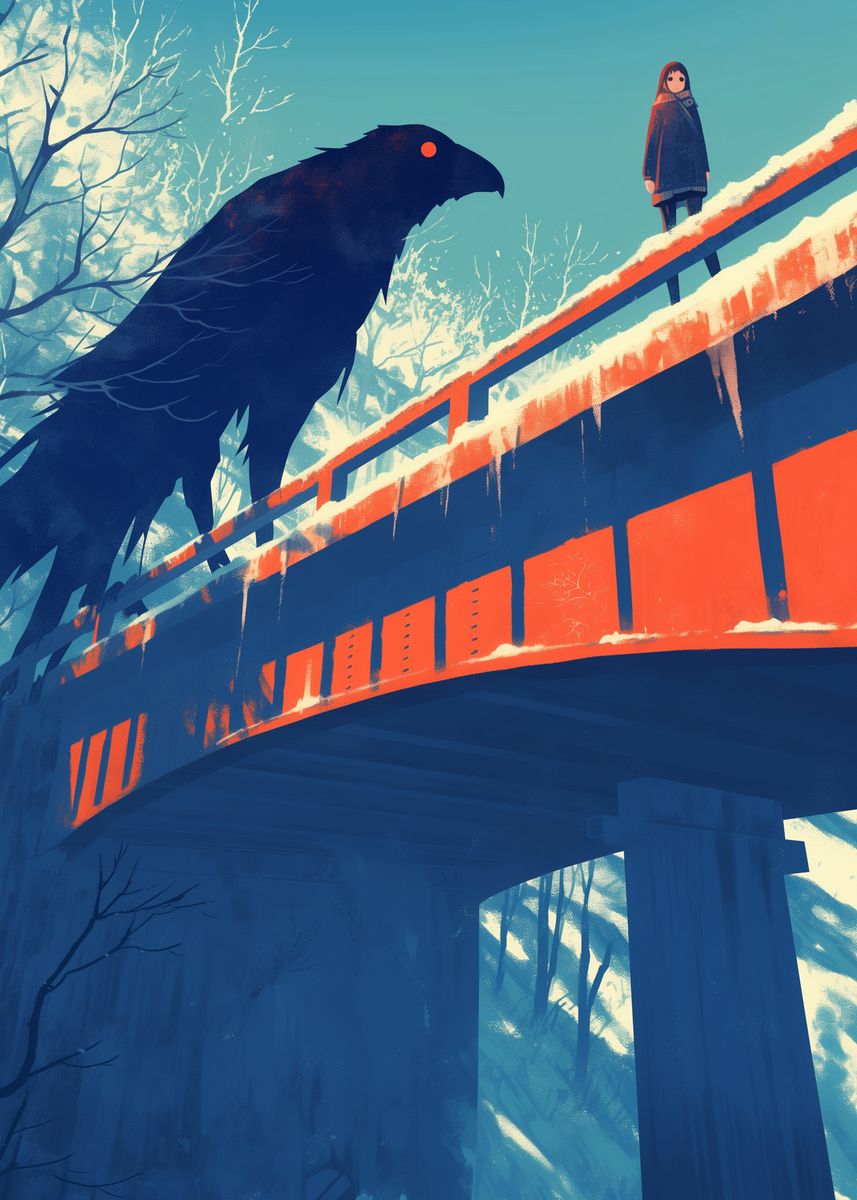 'Giant Raven and Girl' Poster, picture, metal print, paint by Tomorrow ...