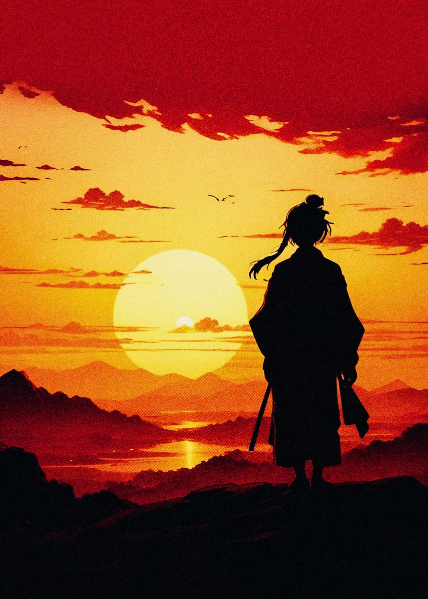 'Samurai Sunset' Poster, picture, metal print, paint by alessandra ...
