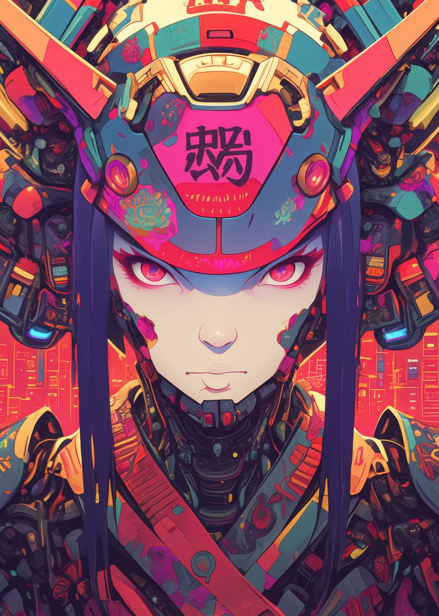 'Cyberpunk Samurai Girl' Poster, picture, metal print, paint by James ...