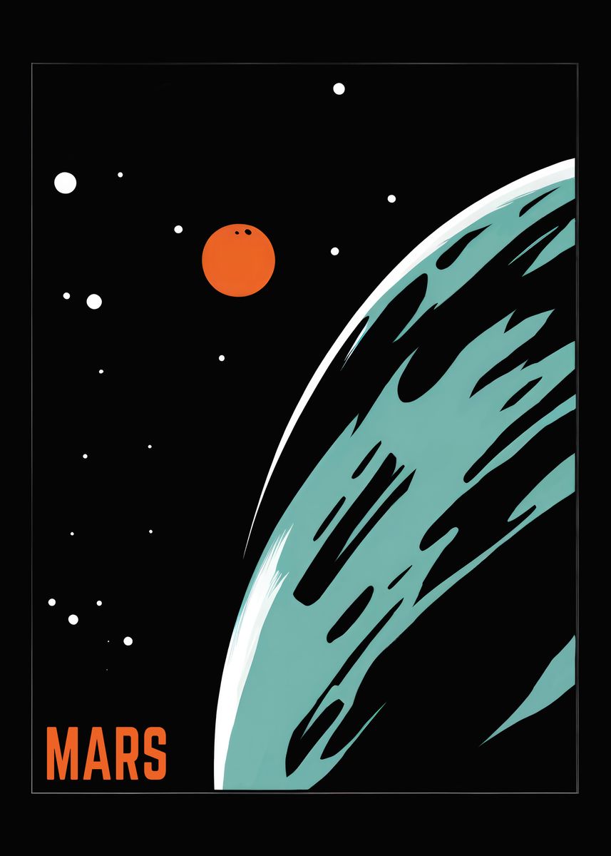 'Mars Planet Illustration' Poster, picture, metal print, paint by BluePinkPanther | Displate