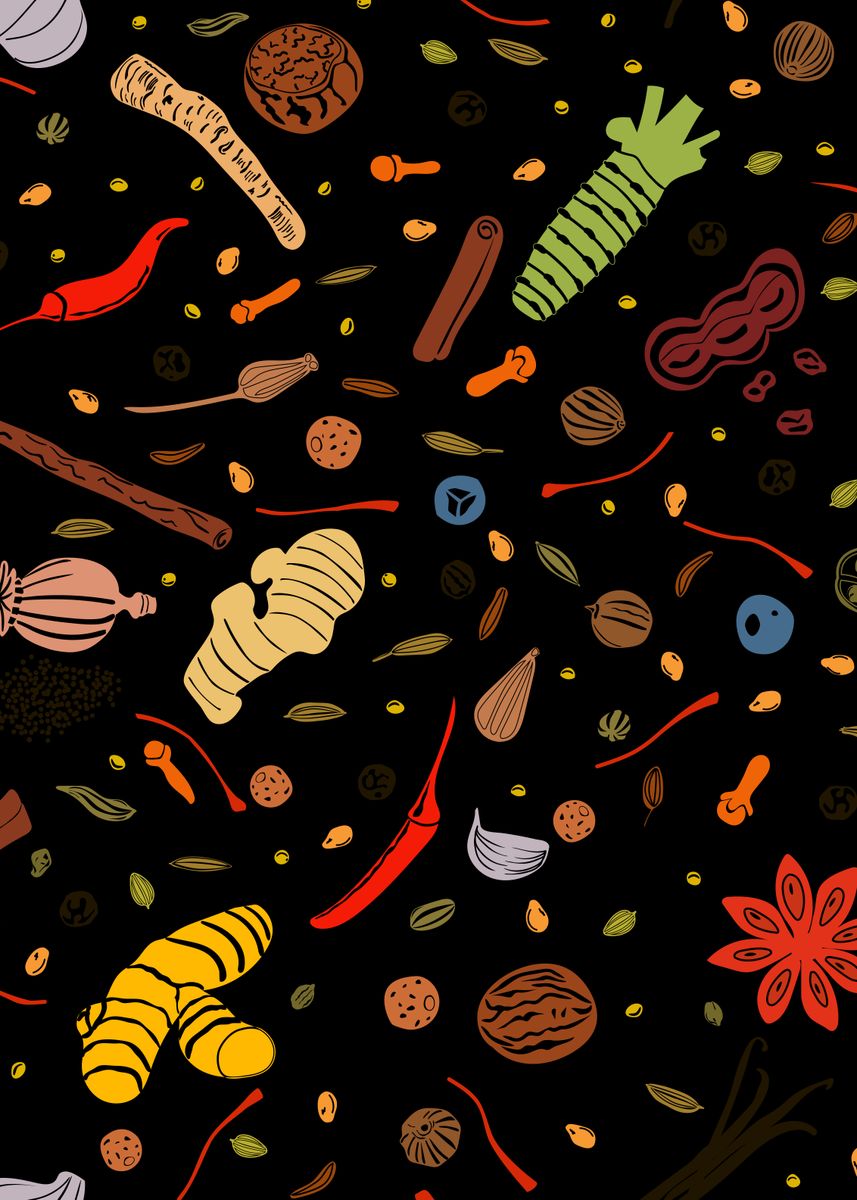 'Spice Pattern' Poster, picture, metal print, paint by Acorn craft ...