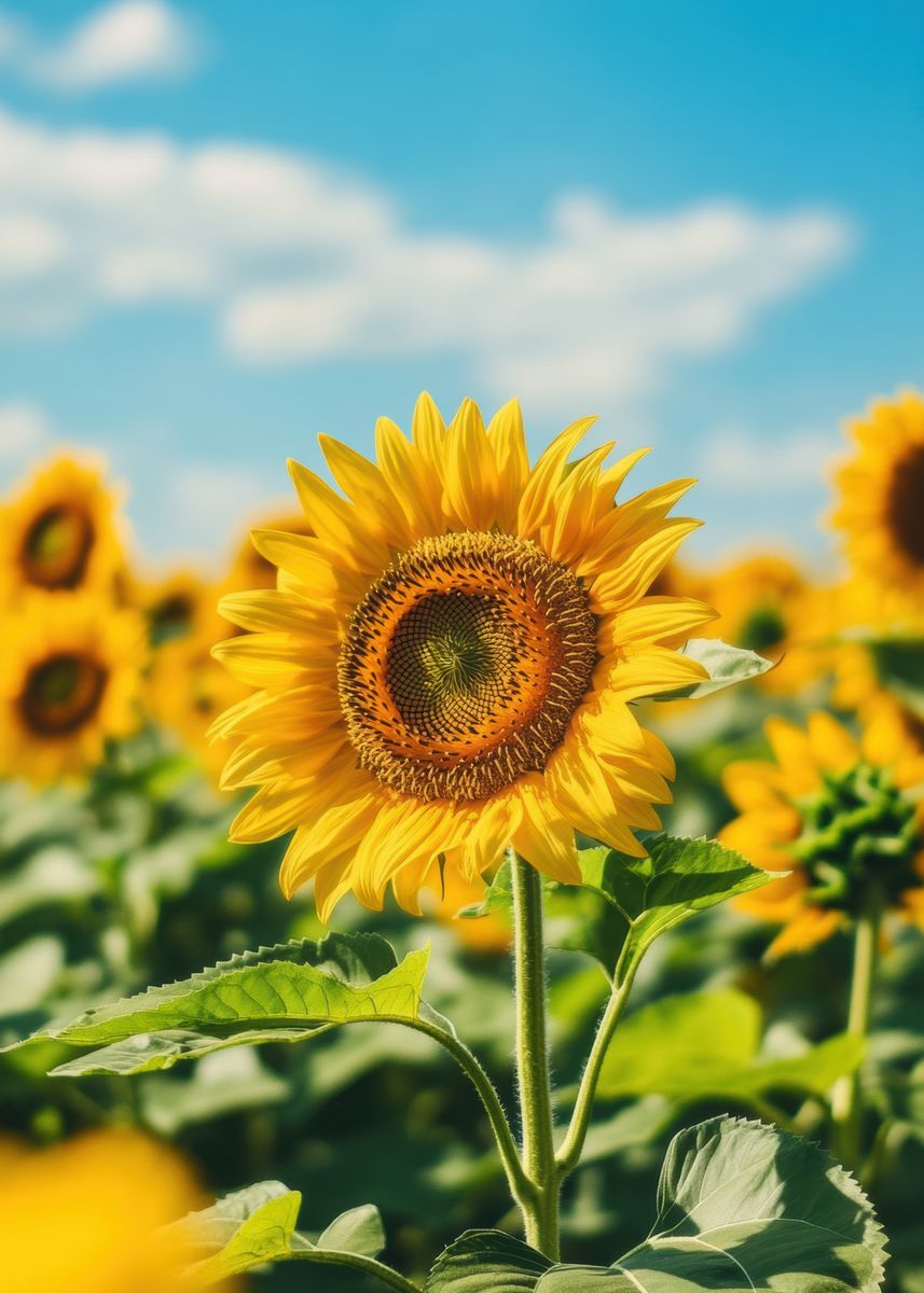 'Sunflower Field' Poster, picture, metal print, paint by XVKE | Displate