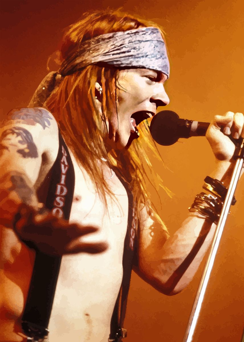 'Axl Rose Live Performance' Poster, picture, metal print, paint by ...