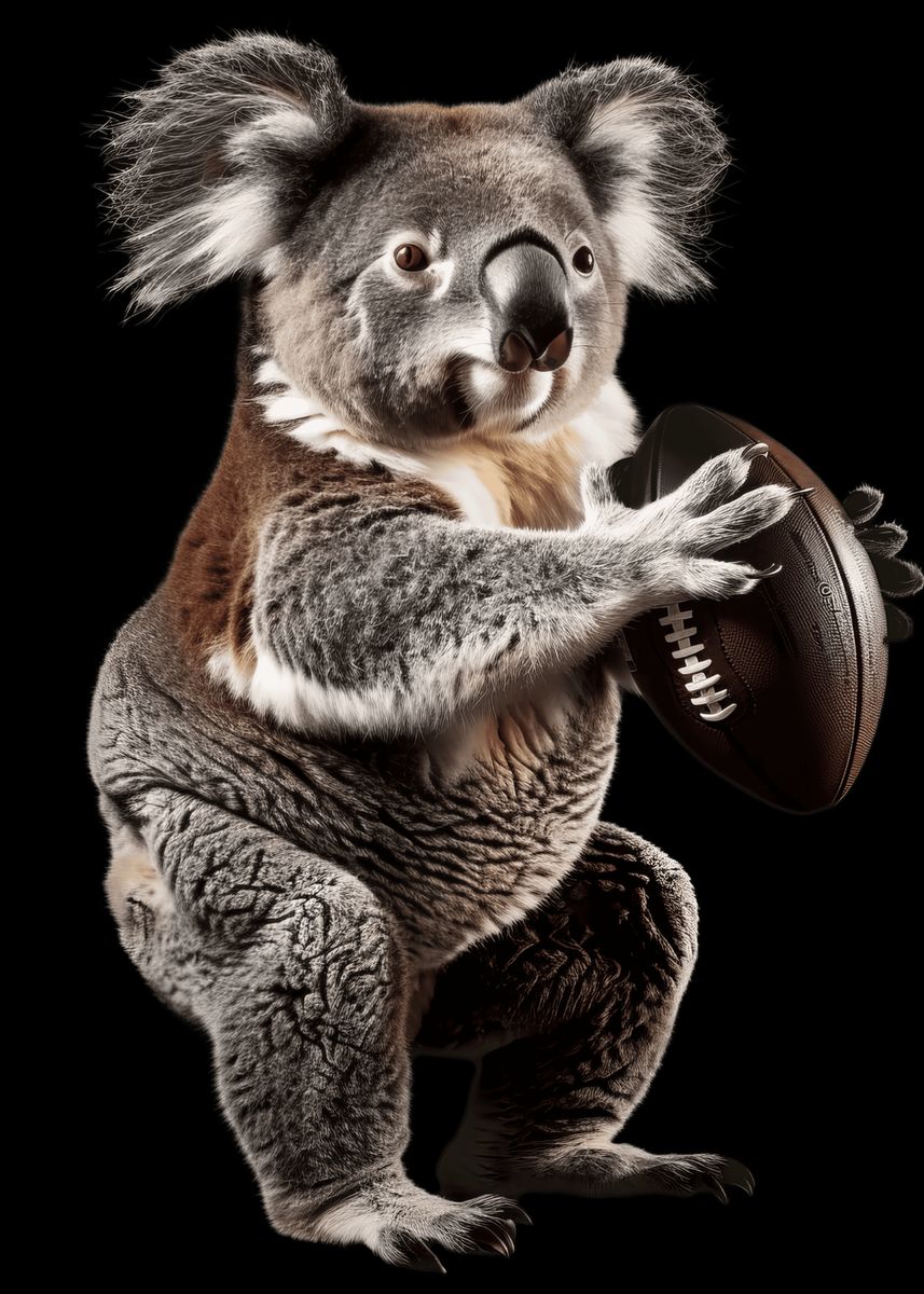 'Koala American Football' Poster, picture, metal print, paint by ...