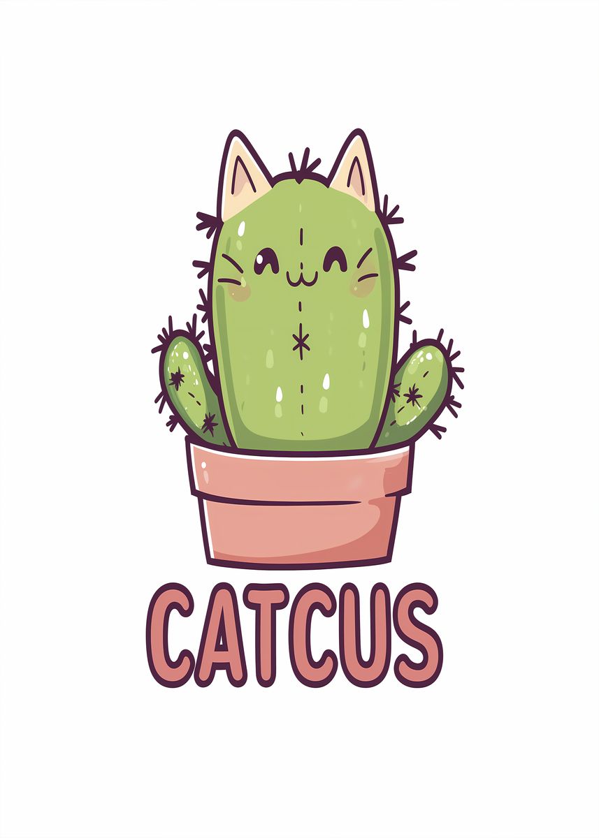 'Cute Catcus Illustration' Poster, picture, metal print, paint by ...