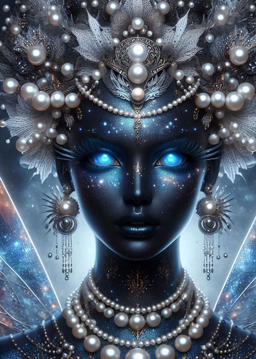 'Cosmic Fairy with Pearl Jewelry' Poster, picture, metal print, paint ...
