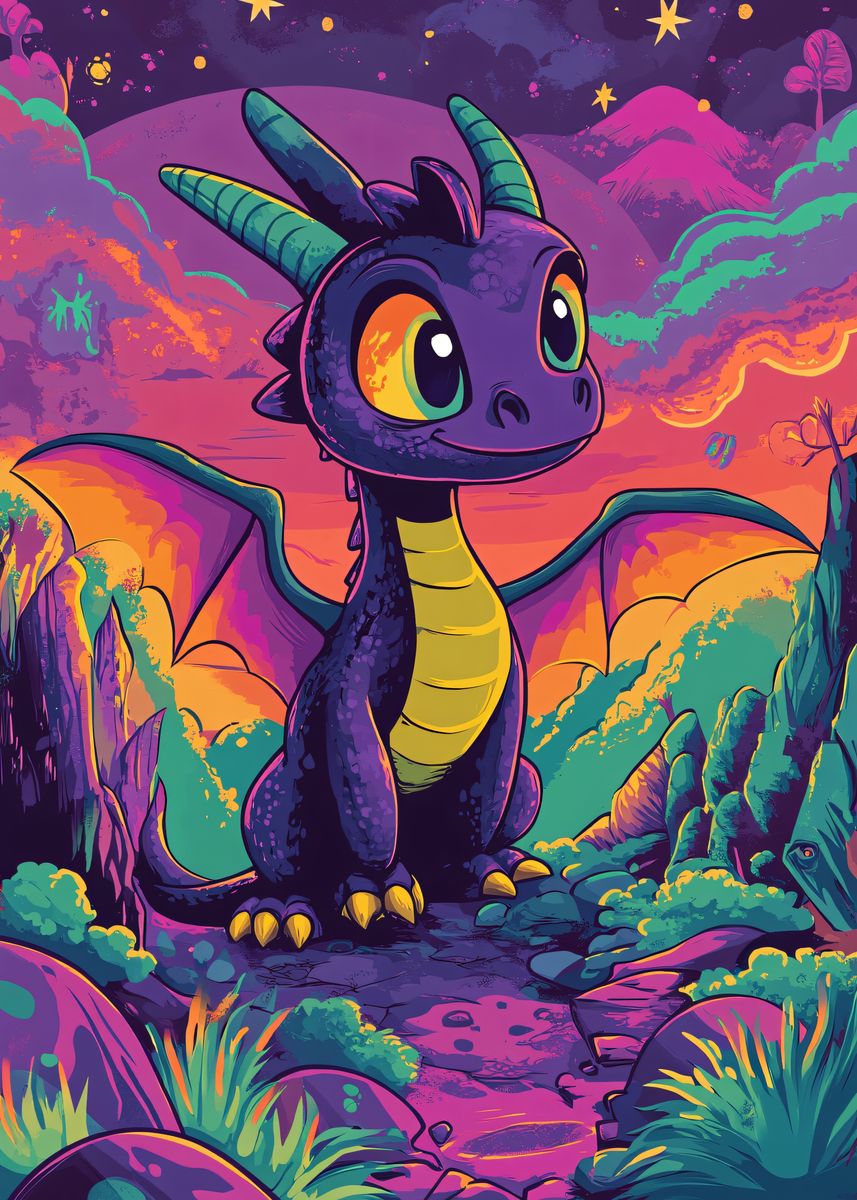 'Cute Dragon Spyro' Poster, picture, metal print, paint by Ega yuni ...