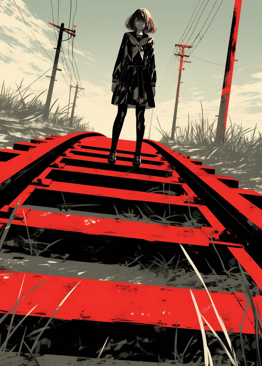 'Girl on Train Tracks' Poster, picture, metal print, paint by Tomorrow ...