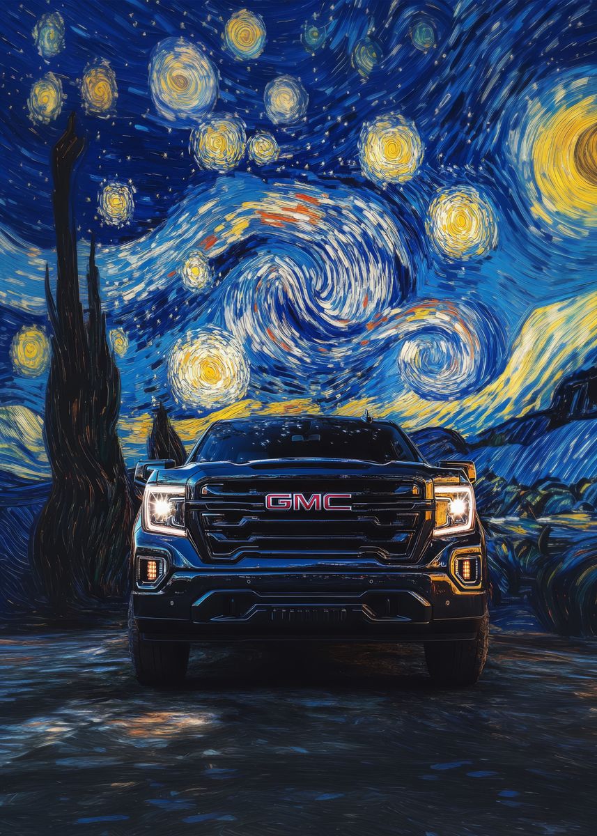 'GMC Truck Starry Night' Poster, picture, metal print, paint by Bennett ...