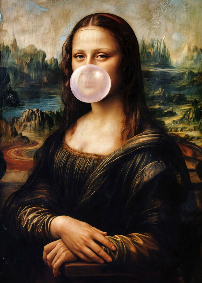 'Mona Lisa Chewing Gum' Poster, picture, metal print, paint by ...