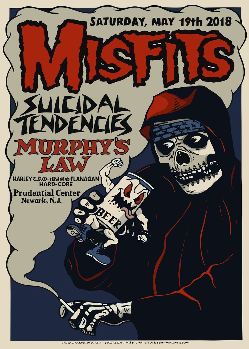 'Misfits Concert Poster' Poster, picture, metal print, paint by mouna ...