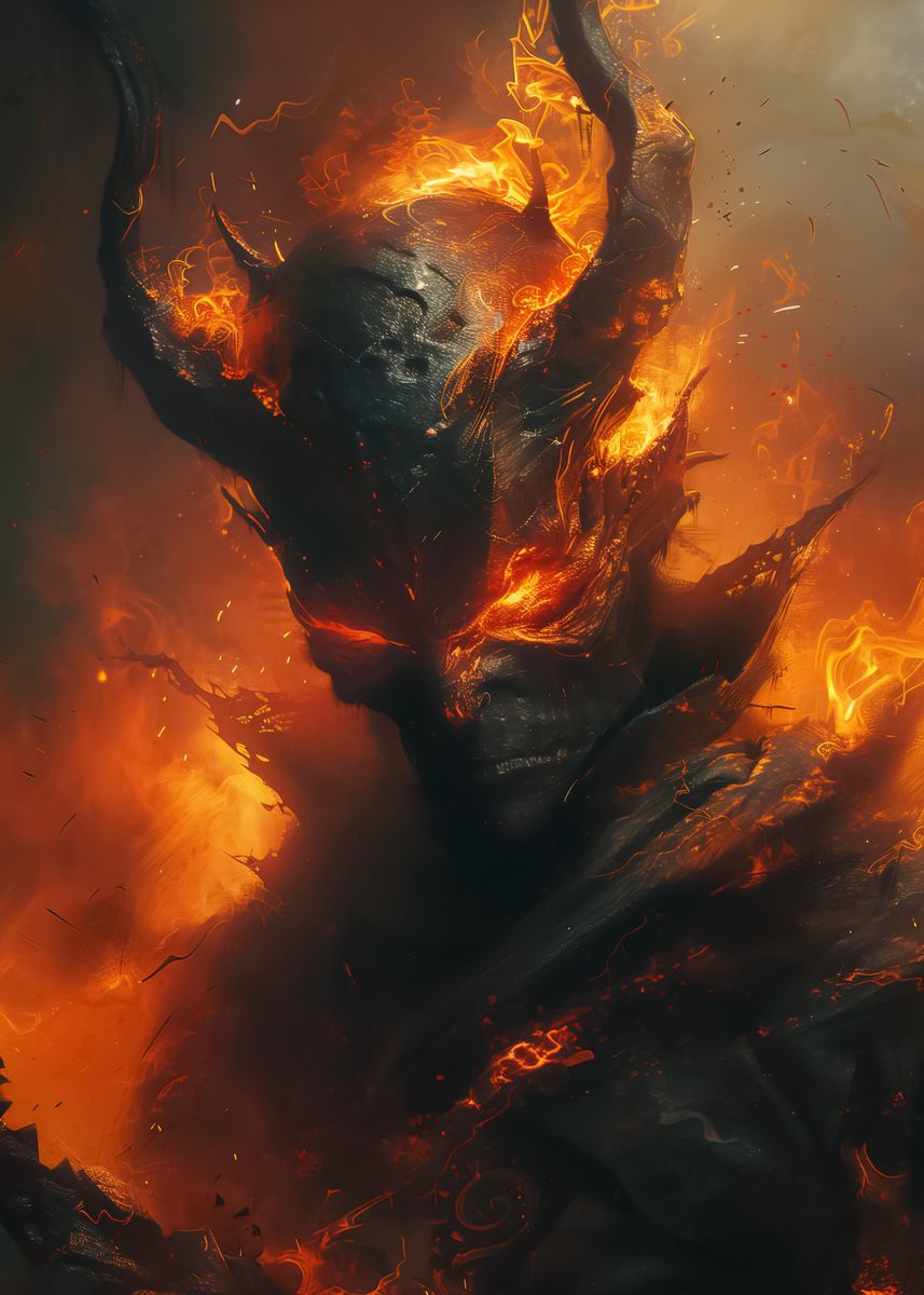 'Fiery Demon Illustration' Poster, picture, metal print, paint by ...
