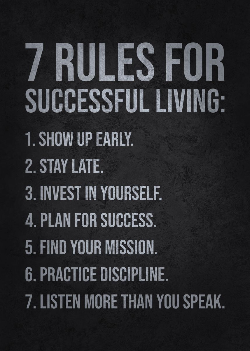 '7 Rules for Successful Living' Poster, picture, metal print, paint by ...