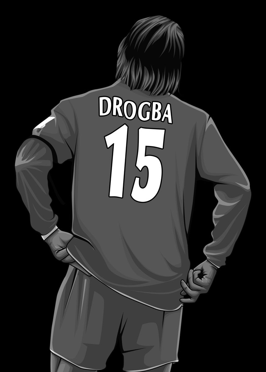 'Didier Drogba Black and White Version' Poster, picture, metal print ...