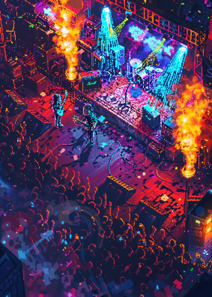 'Rock Concert Pixel art' Poster, picture, metal print, paint by ...