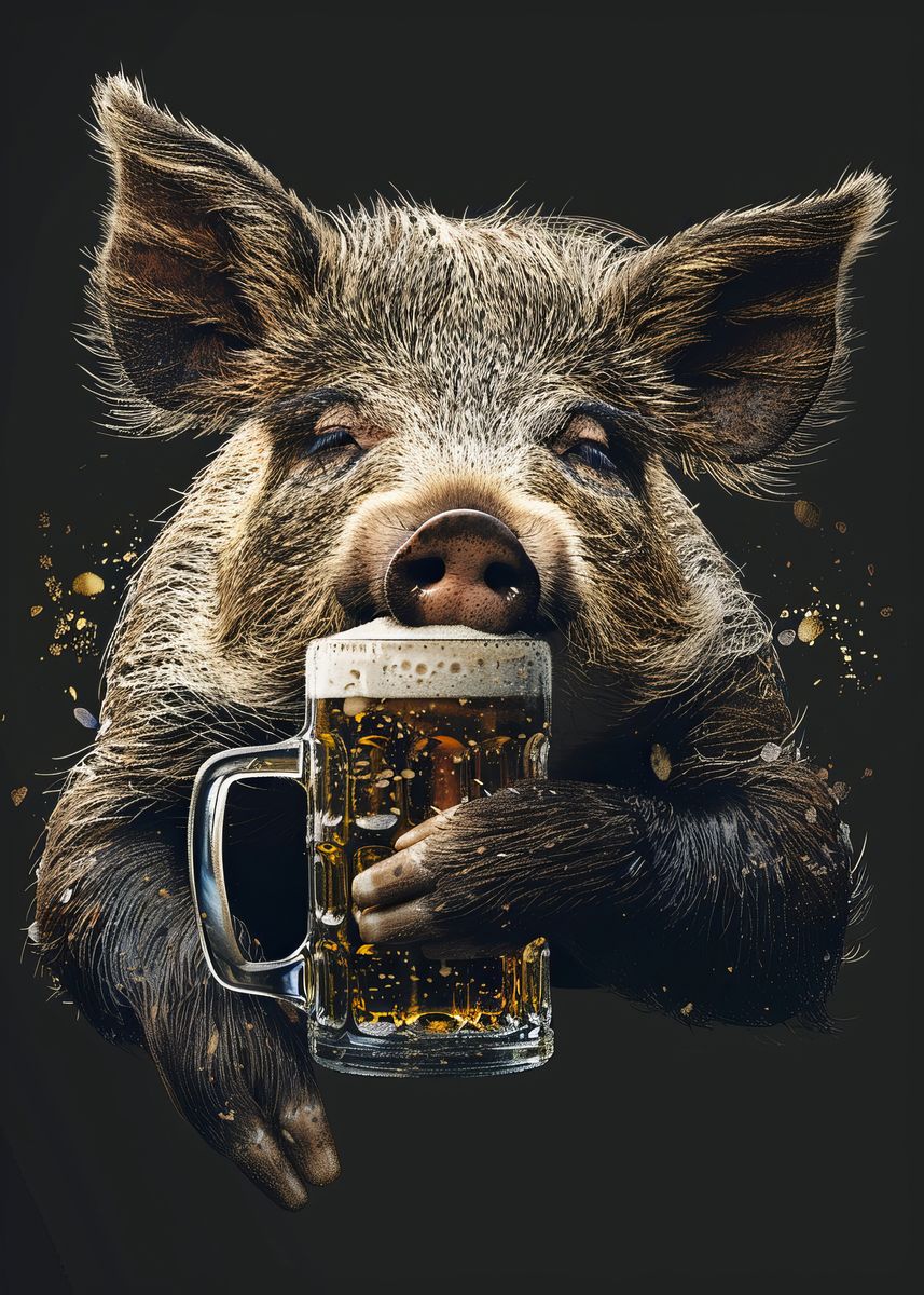 'Wild Boar' Poster, picture, metal print, paint by Hexor | Displate