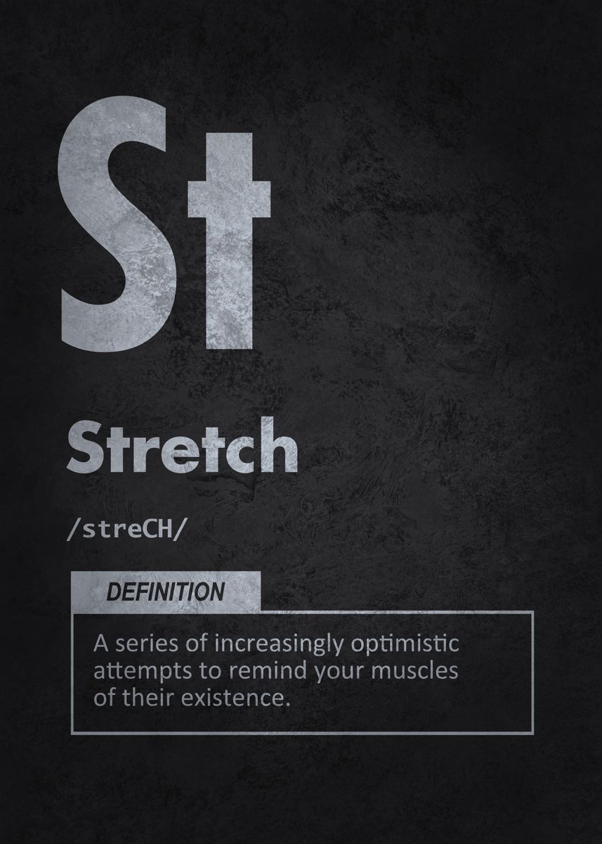 'Stretch Funny Gym Definition Element Workout' Poster, picture, metal ...