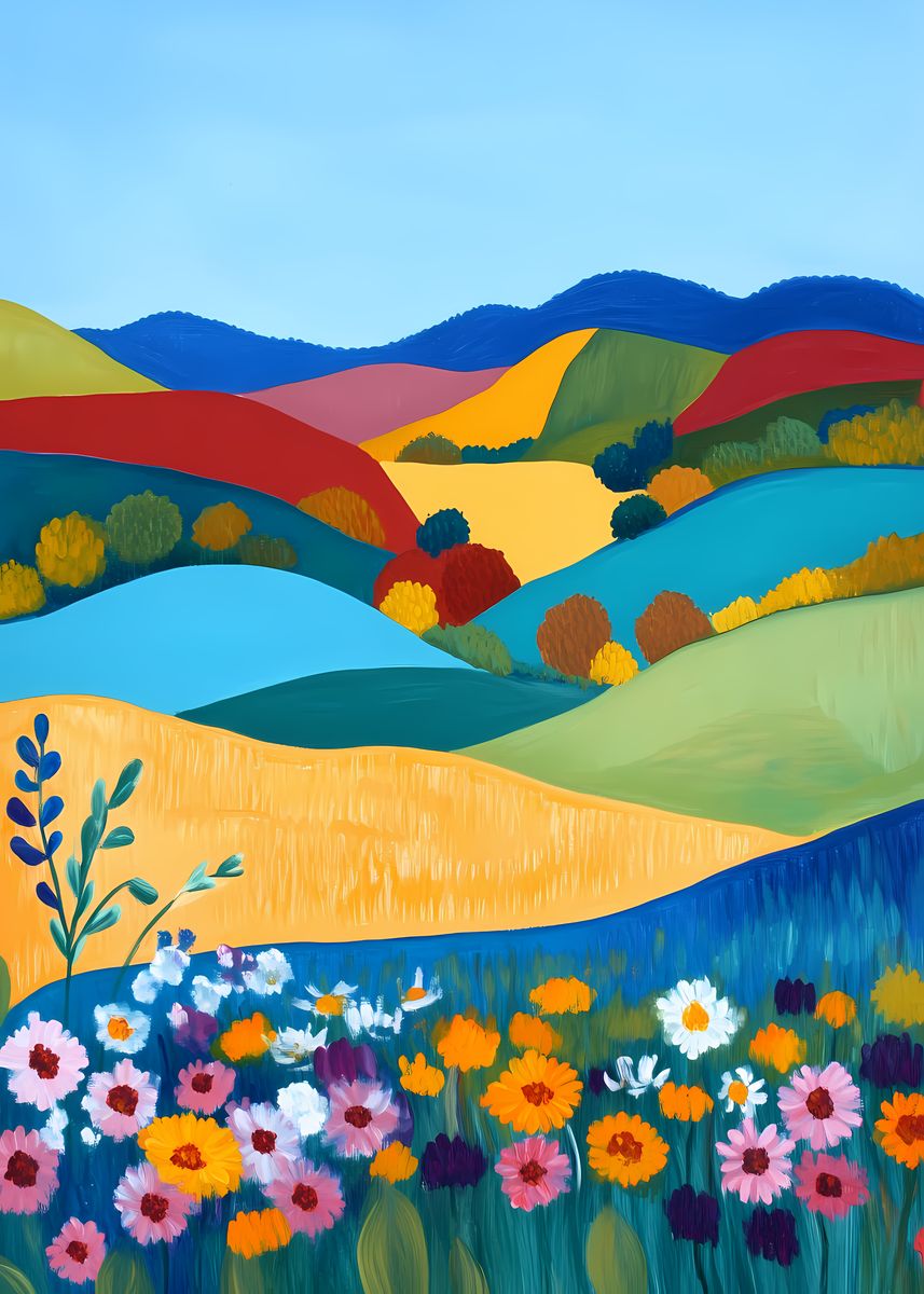 'Colorful Hillscape' Poster, picture, metal print, paint by Sigma Rat ...