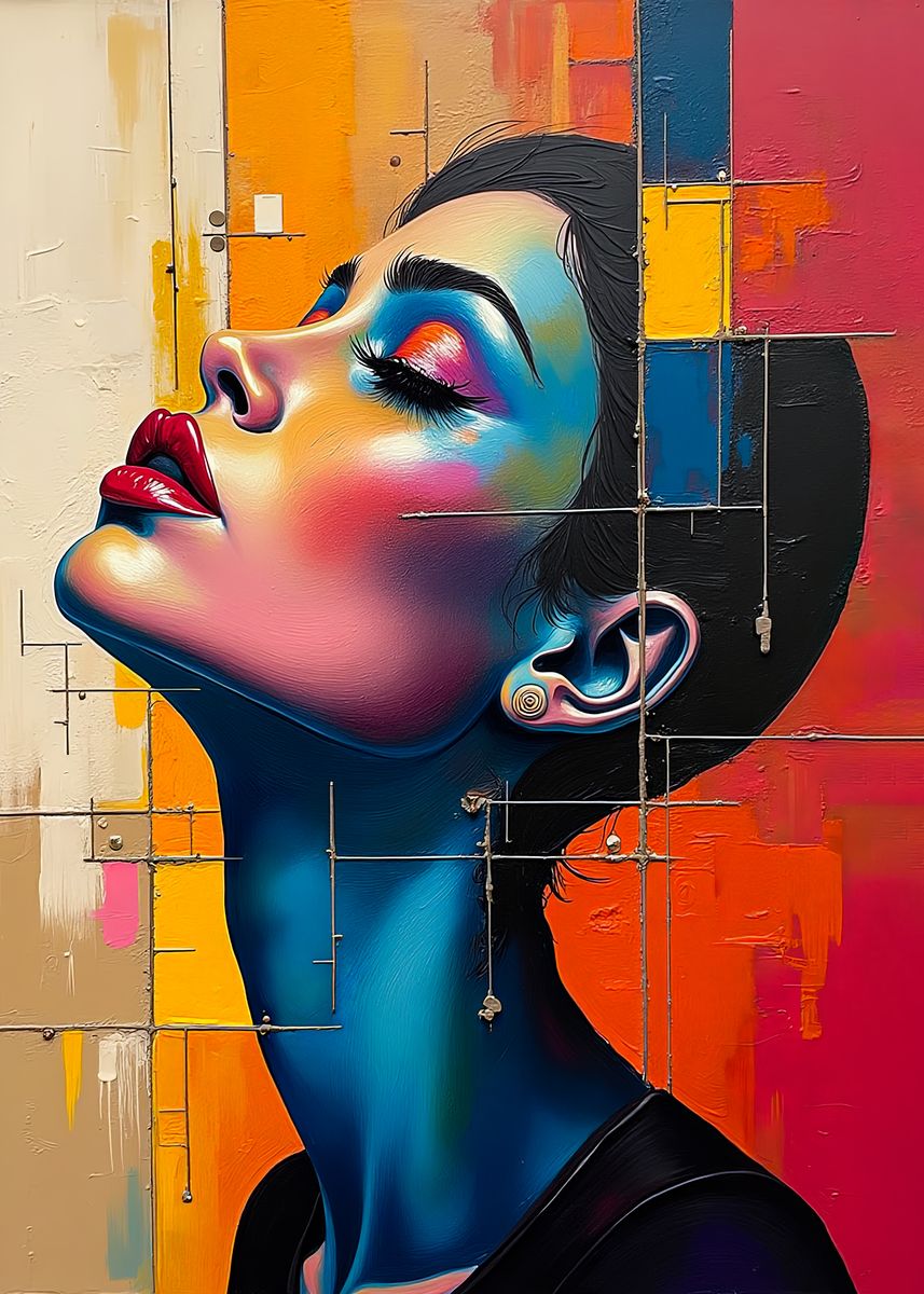 'Abstract Women Portrait Oil Painting' Poster, picture, metal print ...