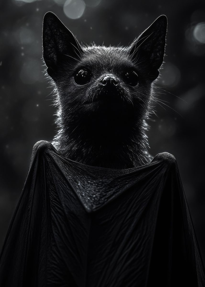 'Dark Bat Silhouette - Nocturnal Creature with Wide Wings' Poster ...